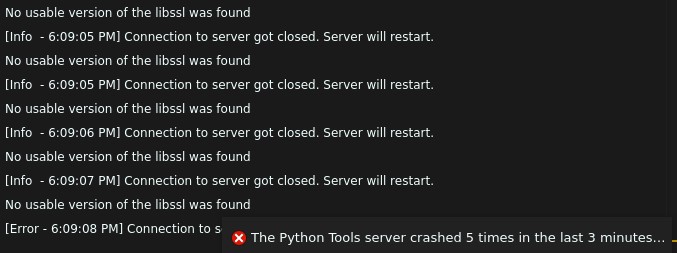 Libssl That Ships With Wlinux Too New For Vscode Python Language Server