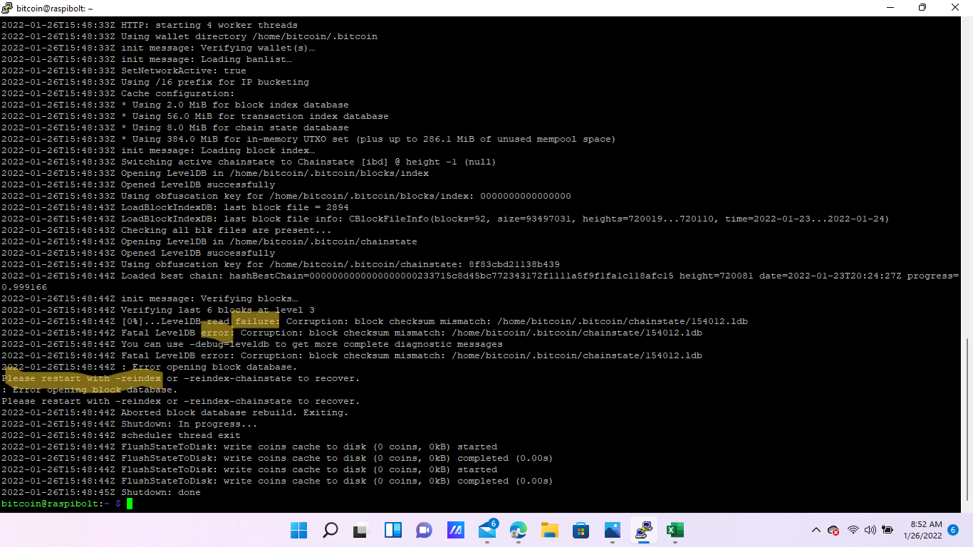 Electrs not indexing, stuck in fail/restart cycle. · Issue #887 · raspibolt/raspibolt · GitHub