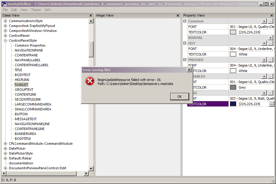 Could not open the file for writing error when saving msstyle · Issue #55 · nptr/msstyleEditor ...