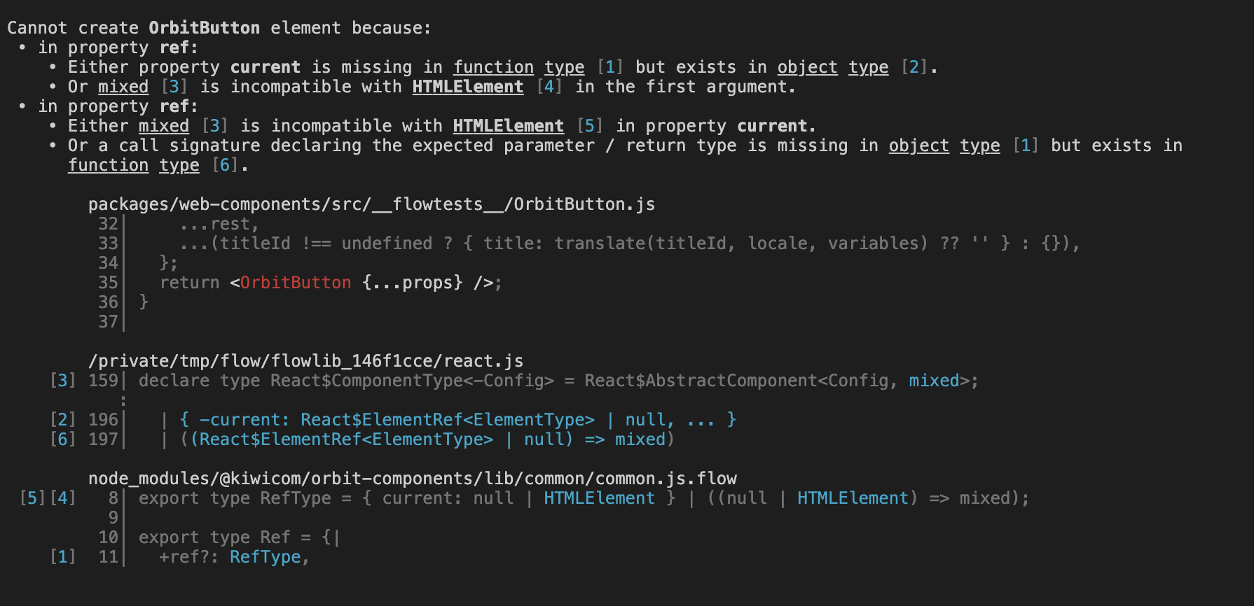 Button ref has wrong flow-type · Issue #1367 · kiwicom/orbit · GitHub