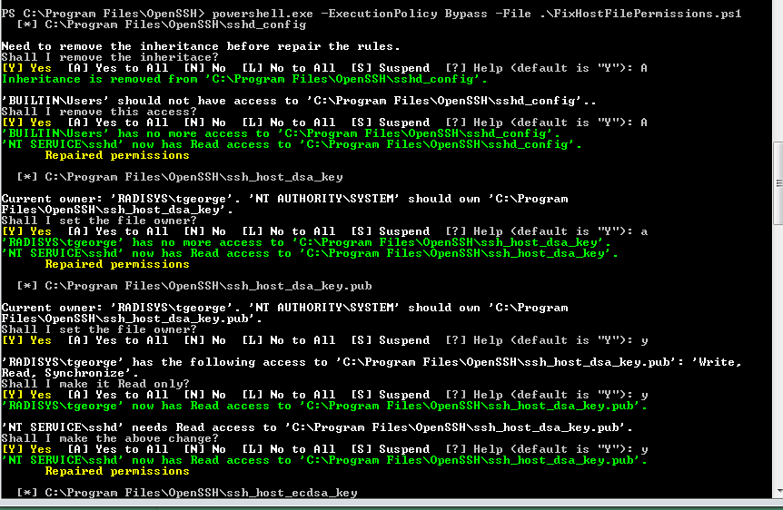 Error While Executing Fixhostfilepermissionsps1 · Issue 844 · Powershellwin32 Openssh · Github