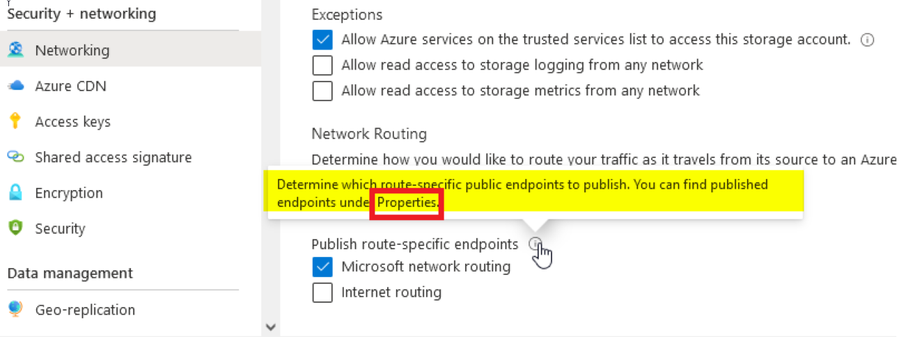 Configure network routing preference for Azure Storage - outdated menu and screenshots · Issue ...