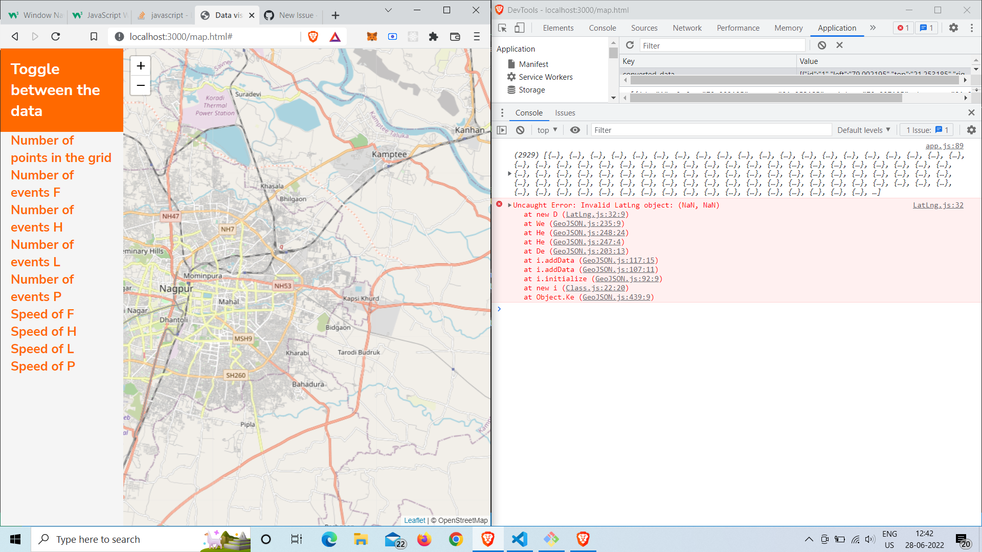 Leaflet.js showing "Uncaught Error: Invalid LatLng object: (NaN, NaN)" when trying to process ...