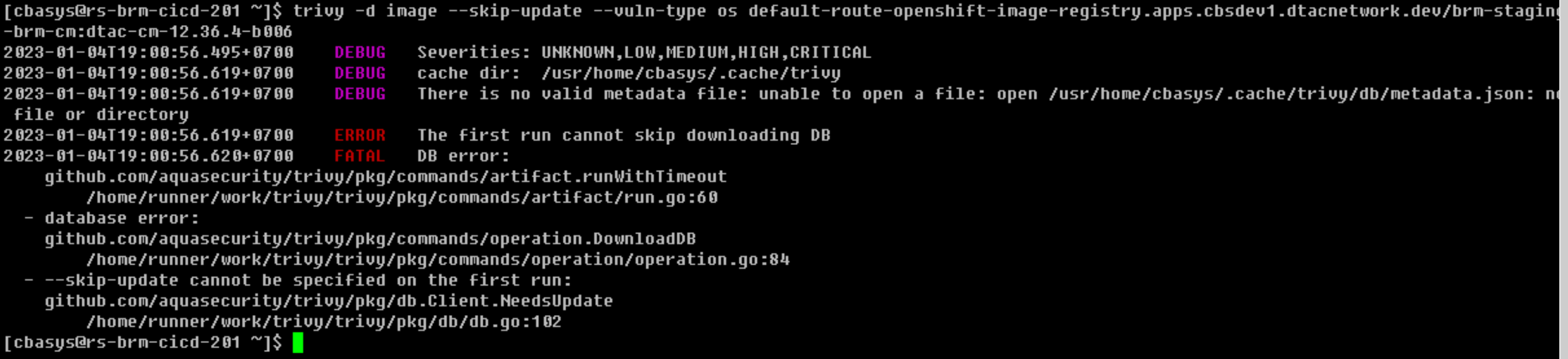 Trivy that has been installed in Air-Gapped Environment is getting struck while scanning image ...