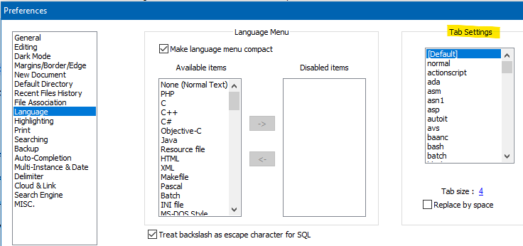 "TAB to Space" function should keep 2 characters wide when conversion ...