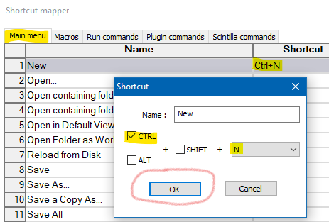 Shortcut Mapper OK button should only be enabled if changes were made · Issue #12034 · notepad ...