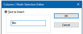 Column Editor text inserted in unexpected place when using virtual ...
