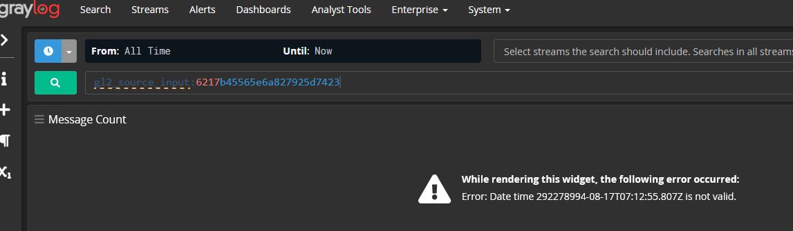 Click show recieved messages on an input redirects to page but has error with time/date format ...