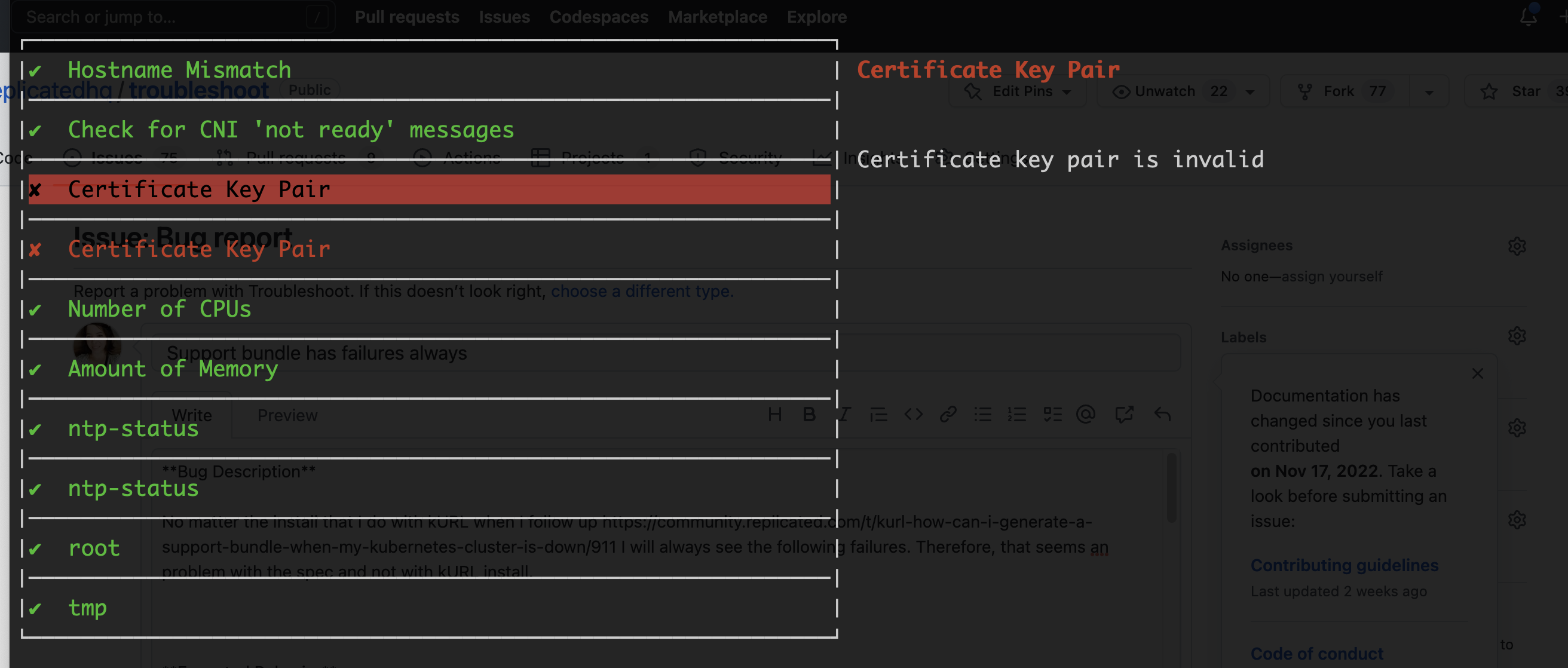 Support bundle spec to check cluster down has failures always · Issue #967 · replicatedhq ...