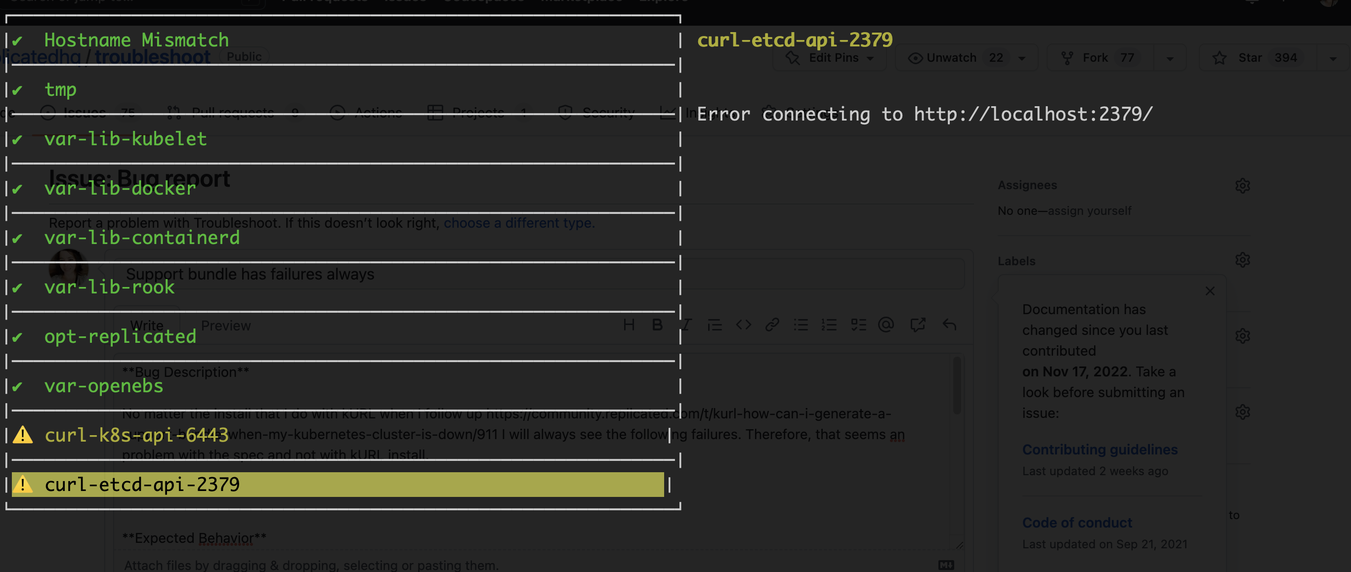Support bundle spec to check cluster down has failures always · Issue #967 · replicatedhq ...