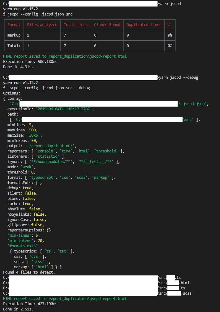 Reporters not consistently reporting the same output · Issue #243 · kucherenko/jscpd · GitHub