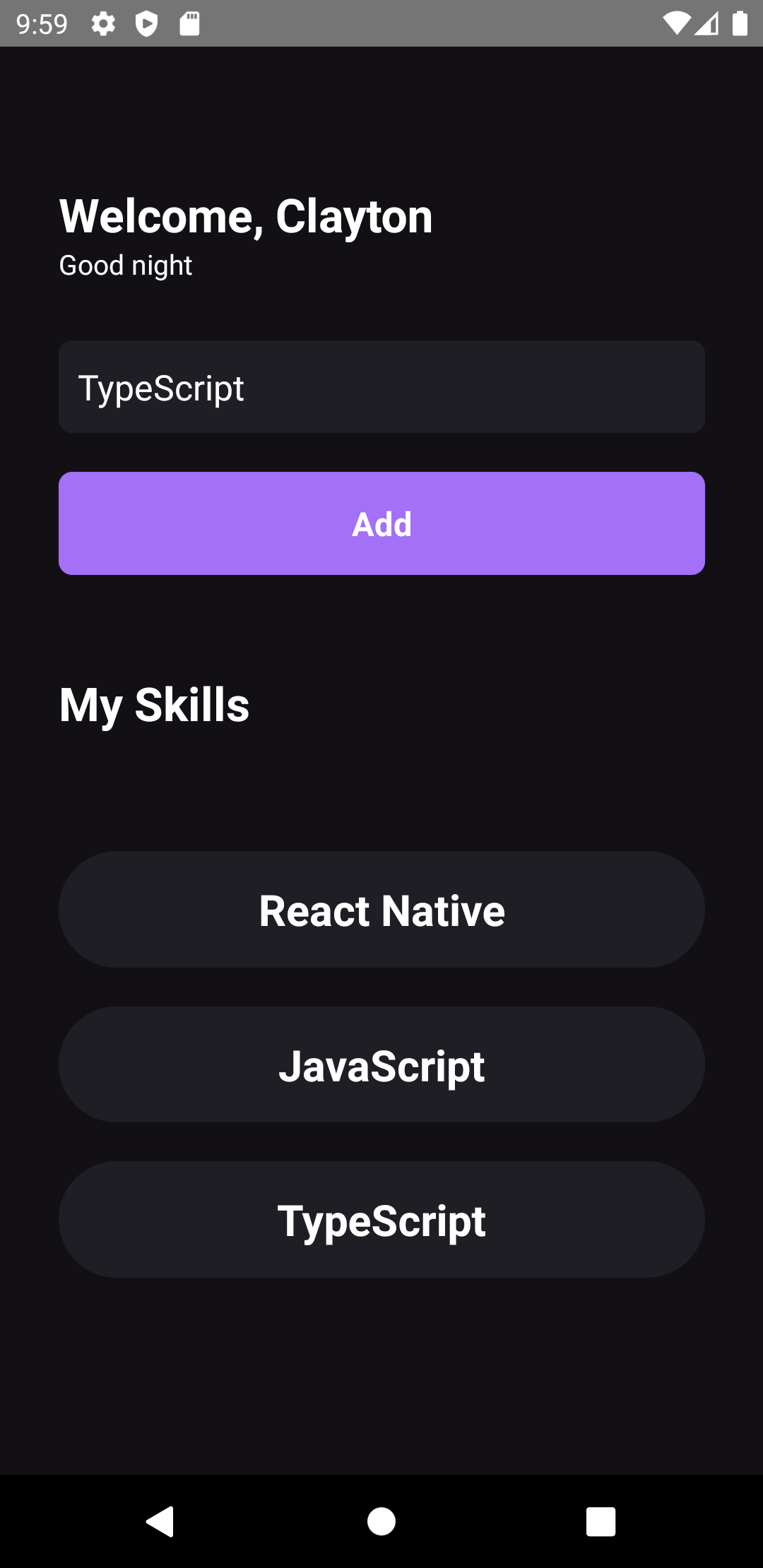 GitHub - ClaytonPhilippe/My-Skills: Estudo de React Native. Este projeto foi desenvolvido com ...