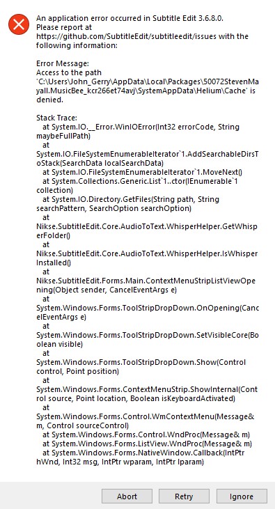 After updating to 3.6.8.0, right click on subtitle produces error · Issue #6353 · SubtitleEdit ...