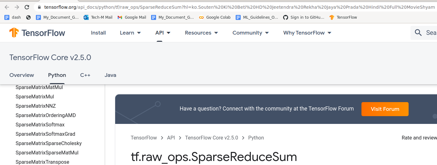 URL of tf.raw_ops.SparseReduceSum comprises Irrelevant/Garbage Values · Issue #50258 ...