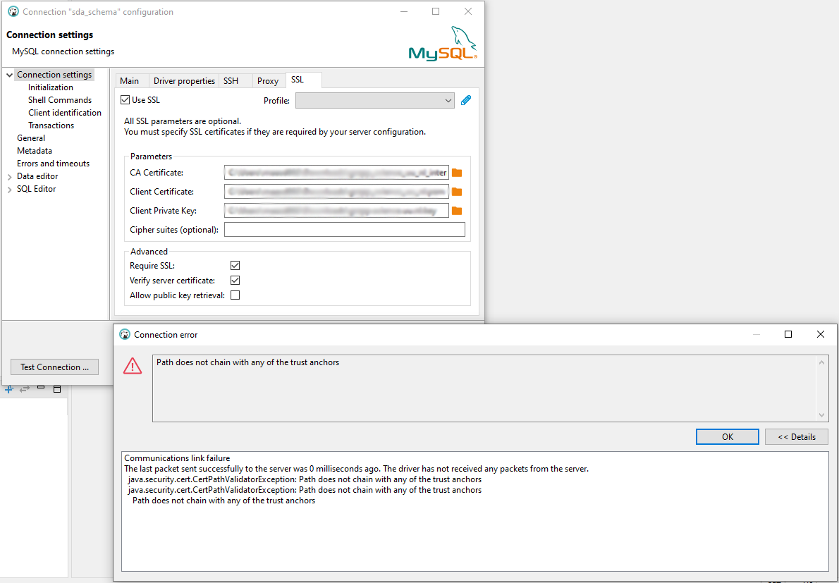SSL configuration: path does not chain with any of the trust anchors · Issue #16631 · dbeaver ...