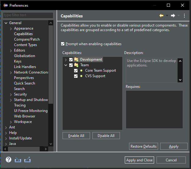 CVS support is still listed in the Preferences->General->Capabilities->Team · Issue #116 ...