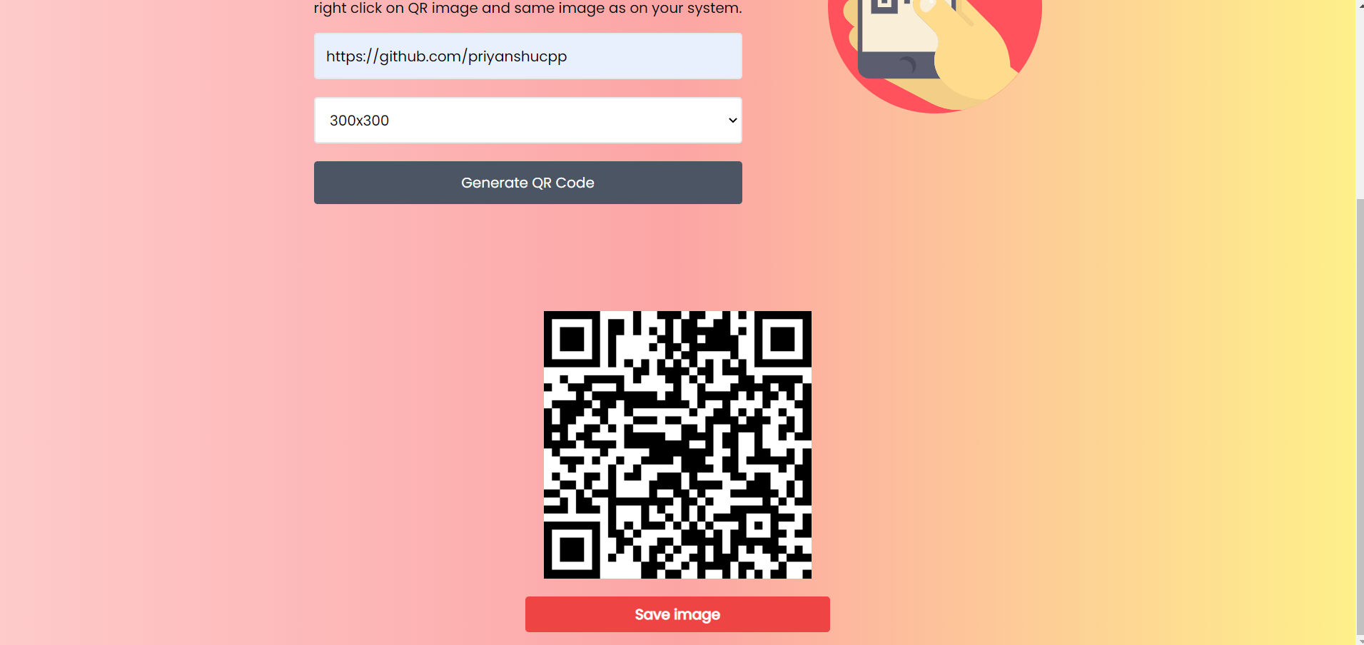 GitHub - priyanshucpp/QR_code_generator: Simple project of application ...