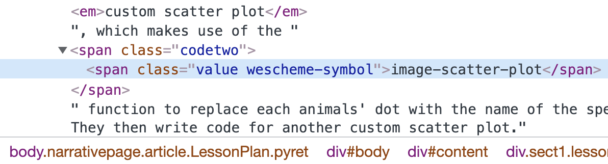 `(sexp->code ...)` appears to generate wescheme-formatted symbols in ...