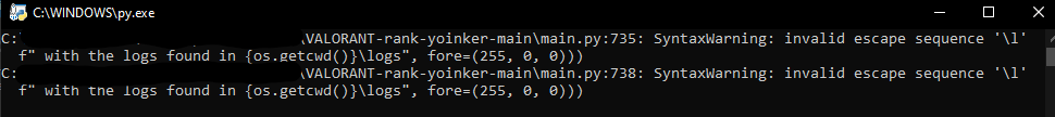 Syntax warnings on Python 3.12 · Issue #178 · zayKenyon/VALORANT-rank-yoinker · GitHub