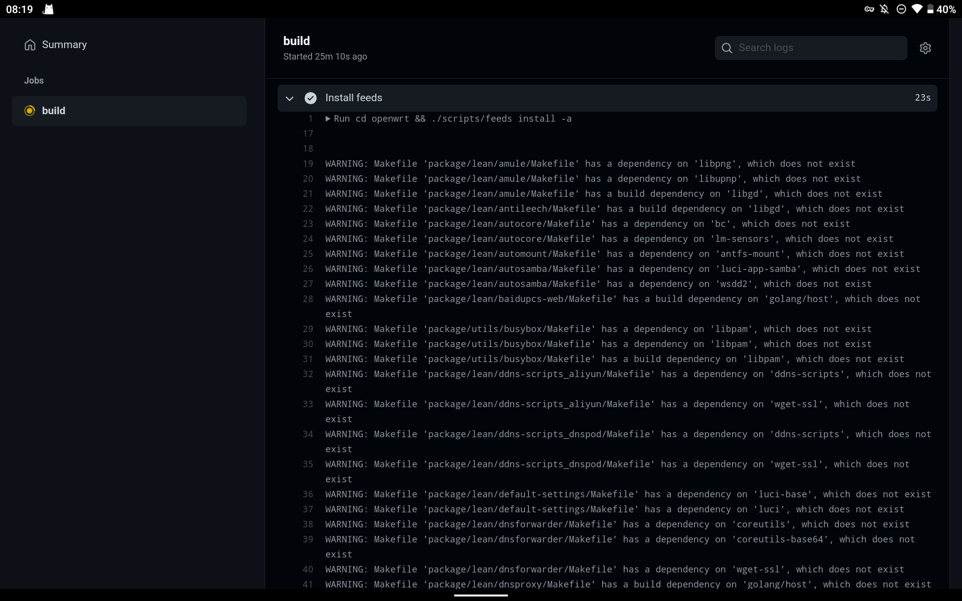 Makefile 'package/feeds/packages/v2raya/Makefile' has a dependency on 'xray-core', which does ...