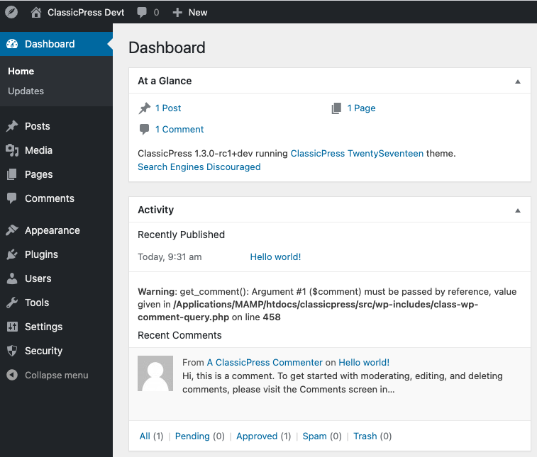 Activity Tab comments bug · Issue #68 · ClassicPress/ClassicPress-v1 · GitHub