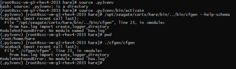 Error when running /opt/seagate/cortx/hare/bin/../bin/cfgen --help ...