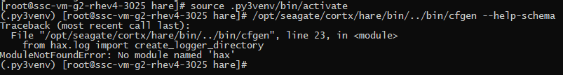 Error when running /opt/seagate/cortx/hare/bin/../bin/cfgen --help ...