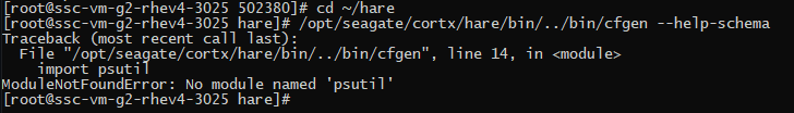 Error when running /opt/seagate/cortx/hare/bin/../bin/cfgen --help ...