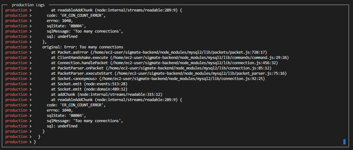mysql2 too many requests · Issue #26 · teamfacade/sigmate-backend · GitHub
