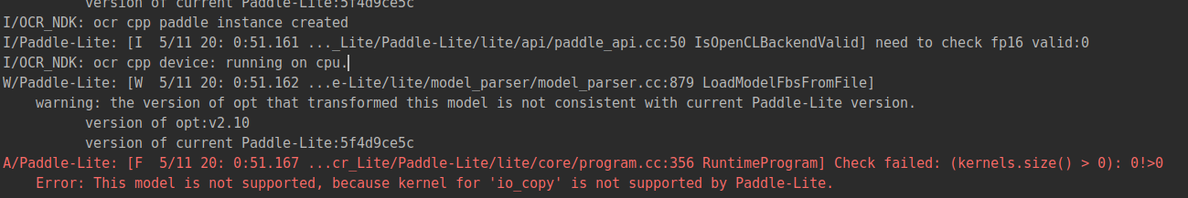PaddleOCR/deploy/andriod_demo中替换了Paddle-Lite库和asserts里的模型后，demo闪退无法打开 · Issue #6255 ...