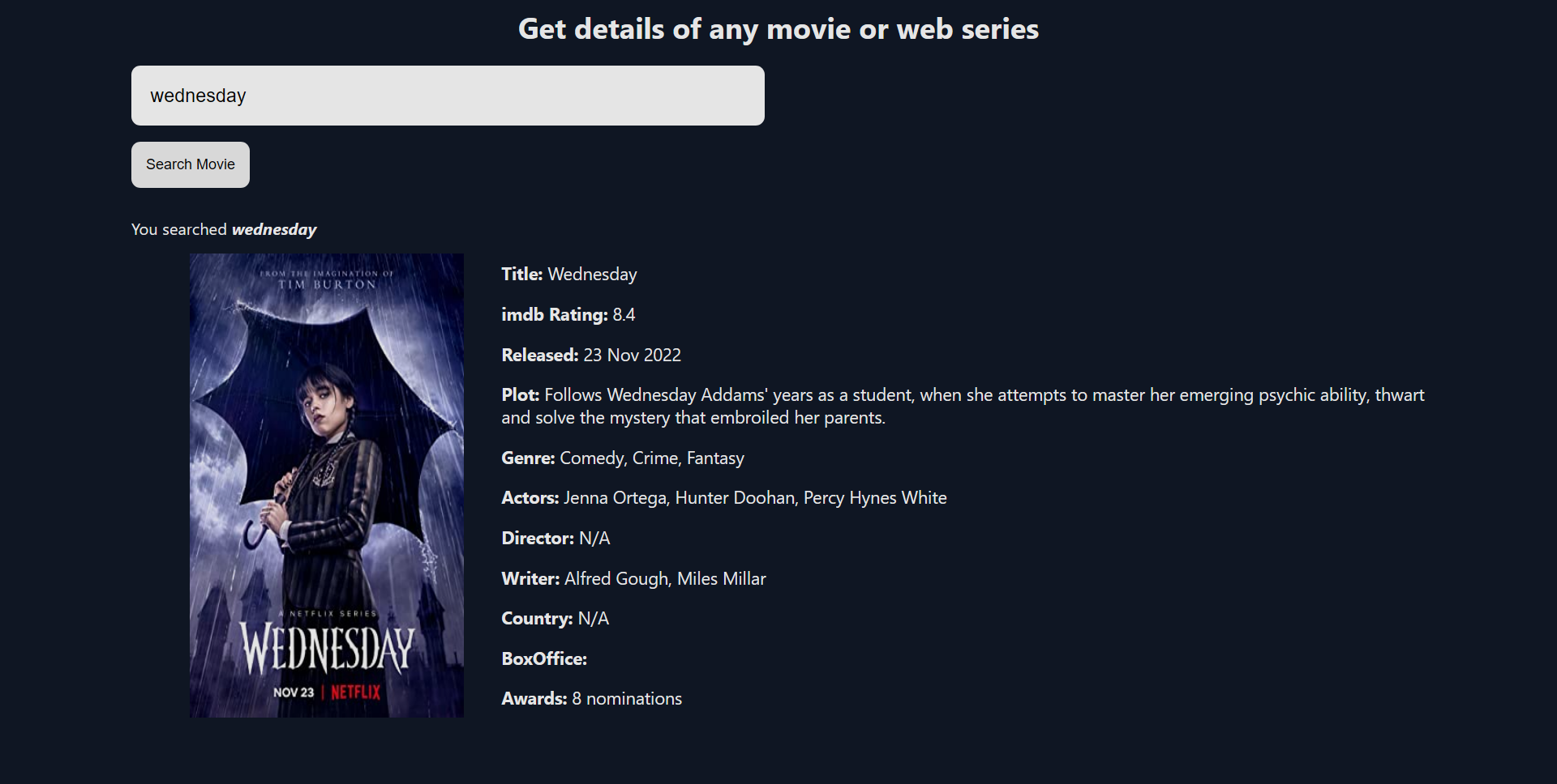 GitHub - builtbysuraj/movie-search: A React app for movies and webseries. Using movie API to ...