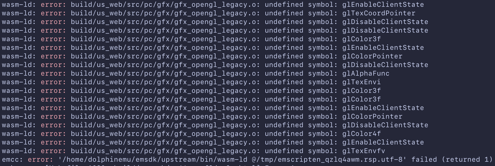 opengl legacy undefined symbol (web build) · Issue #536 · sm64pc/sm64ex · GitHub