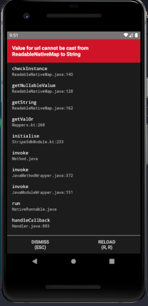 I get `Value for url cannot be cast from readablenativemap to string` when I try to init the ...