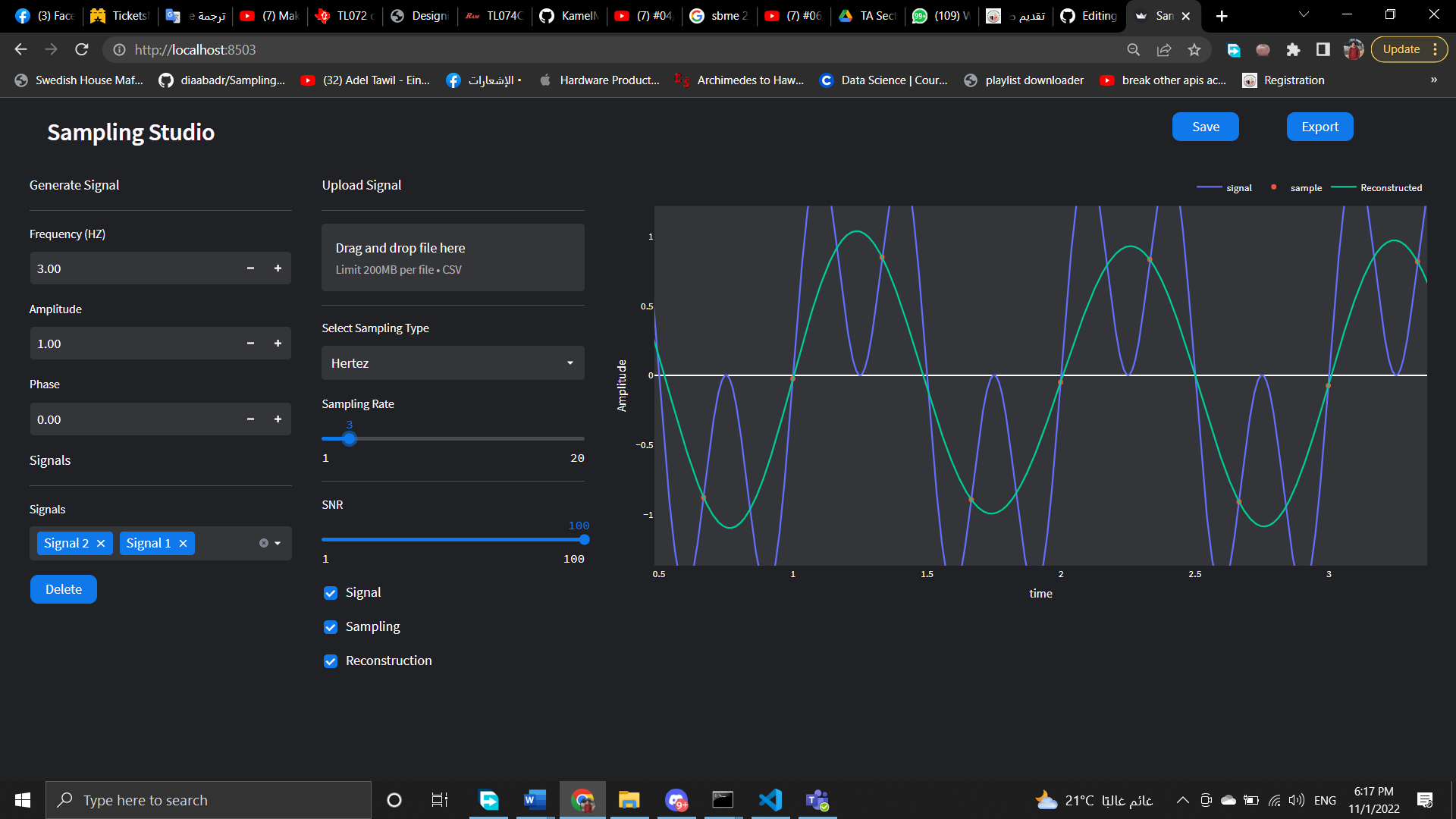 GitHub - Zeyad-Amr/Signal-Studio: Generate, view, sample, reconstruct, add and delete digital ...