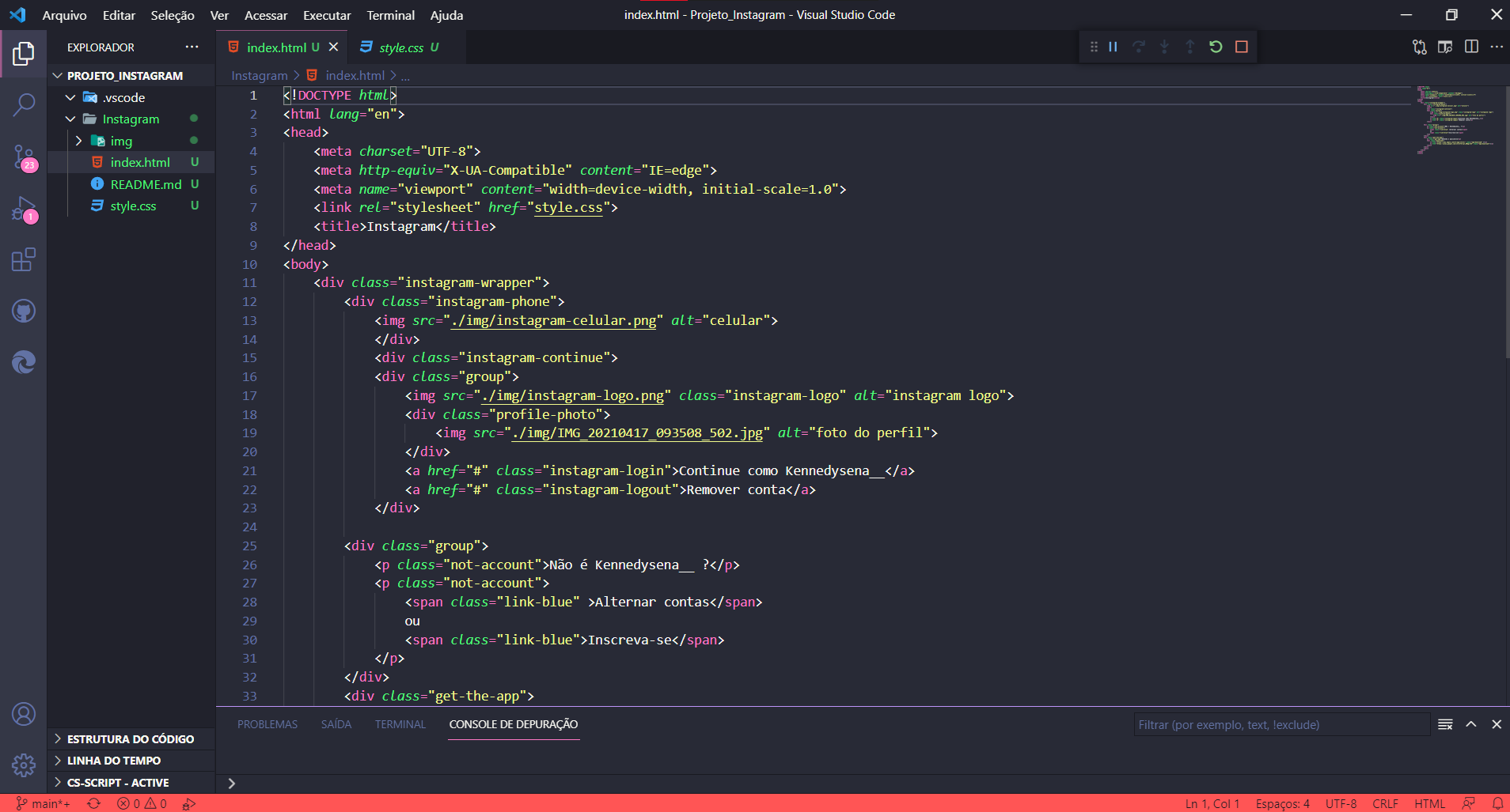 GitHub - Kennedysena/Projeto_Instagram: Desenvolvimento da página ...