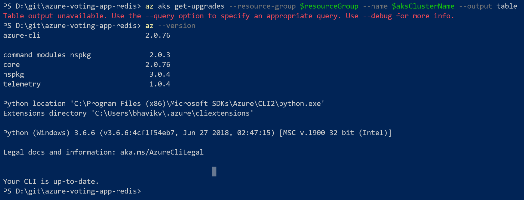 Ouput Table Option Not Available On Az Aks Get Upgrades · Issue 41421 · Microsoftdocs Azure