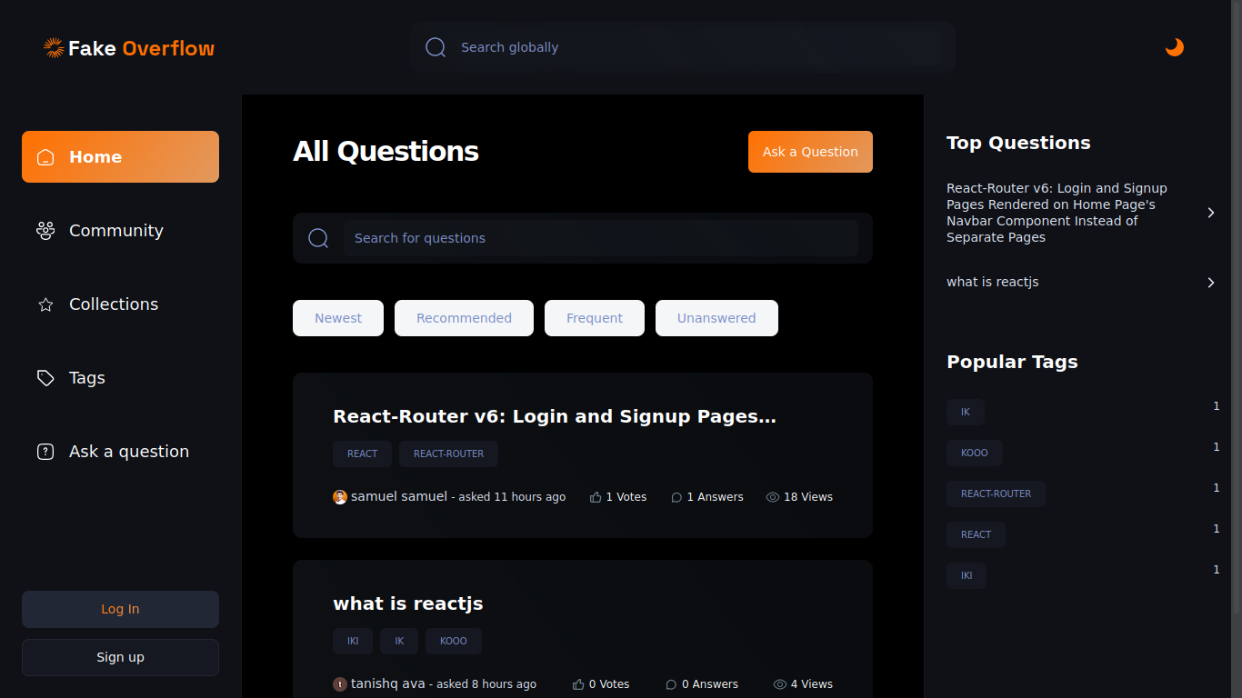 GitHub - sojinsamuel/fakeoverflow: A Stackoverflow clone using new Nextjs App router + MongoDB