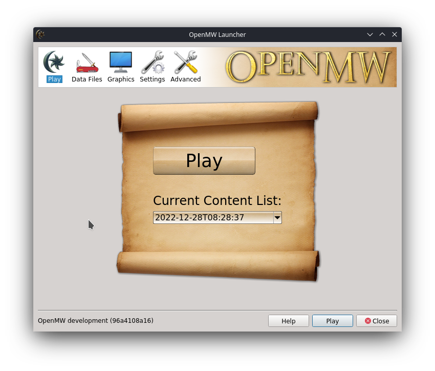 openMW doesn't seem to be using the latest version when chosing openMW ...