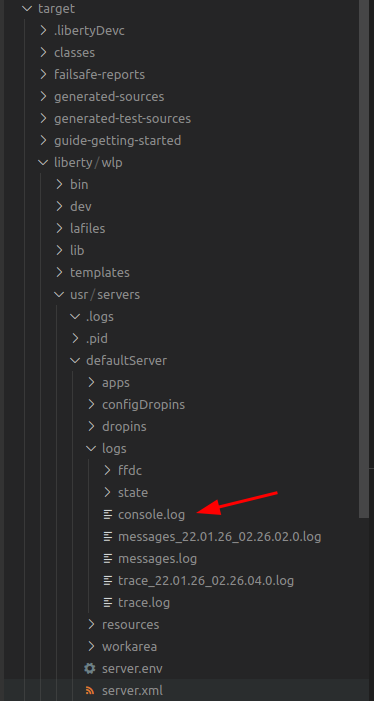 No console.log file in the given path · Issue #235 · OpenLiberty/guide-getting-started · GitHub