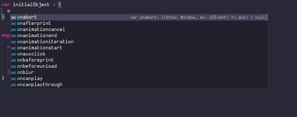 object variables properties auto-completion. · Issue #158614 · microsoft/vscode · GitHub