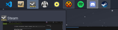 Steam client and chat/friendlist are separated in grouped window list ...