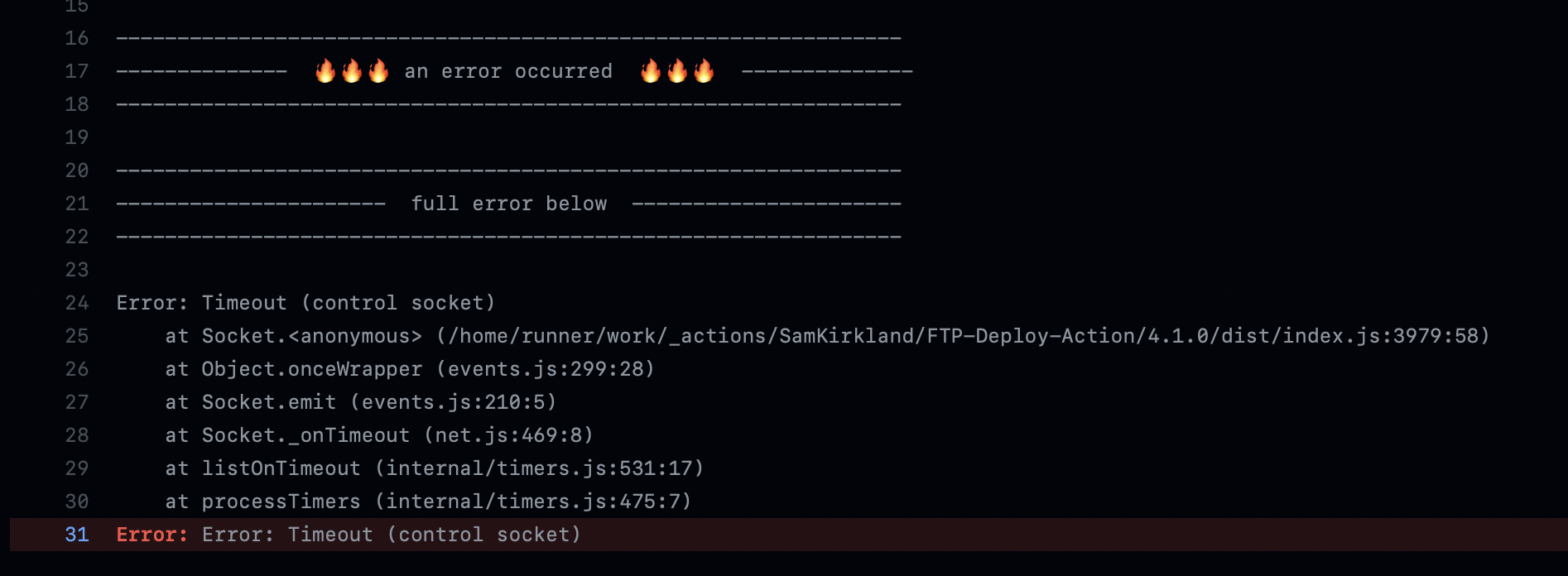 Error Timeout Control Socket · Issue 222 · Samkirkland Ftp Deploy Action · Github