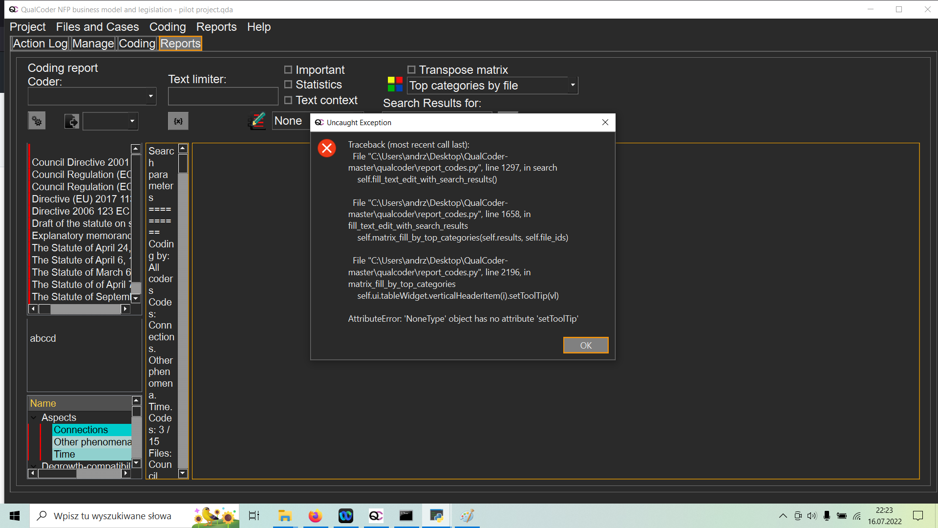 Top categories bug · Issue #693 · ccbogel/QualCoder · GitHub