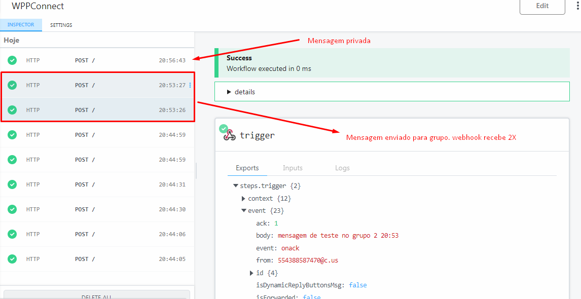 ao enviar mensagem em grupo webhook recebe 2 chamadas · Issue #549 · wppconnect-team/wppconnect ...