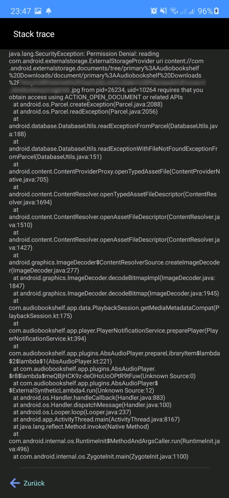 App crashes after view days of usage with: SecurityException: Permission Denial: reading · Issue ...