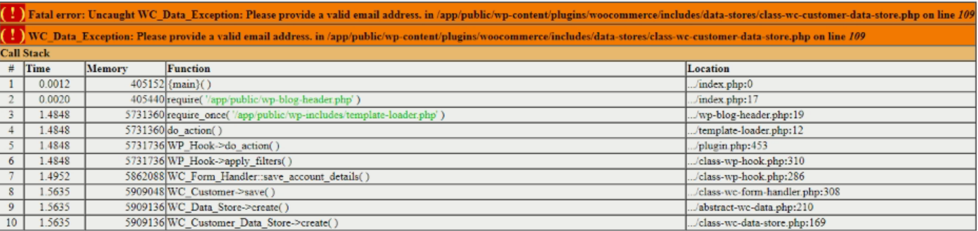 Fatal Error Uncaught Wcdataexception Please Provide A Valid Email