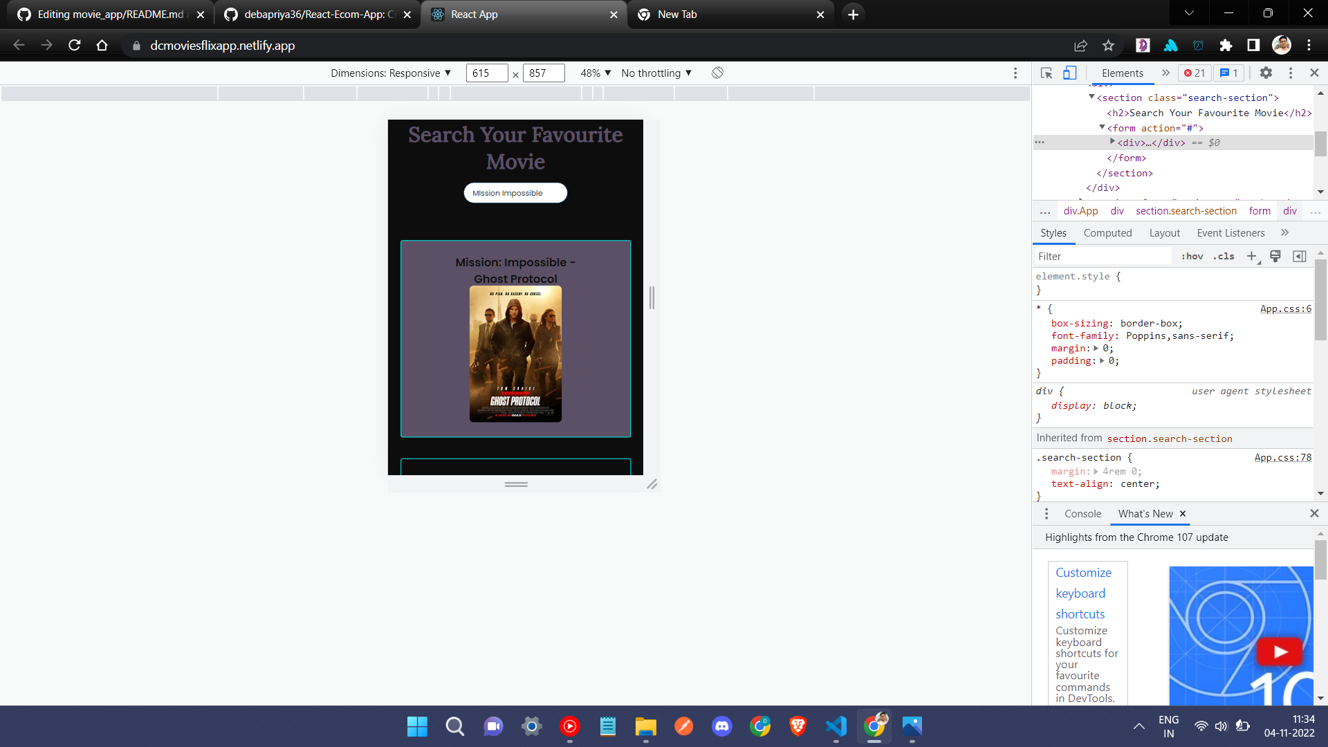 GitHub - debapriya36/movie_app: Made a React Movie Search WebSite, where user can easily search ...