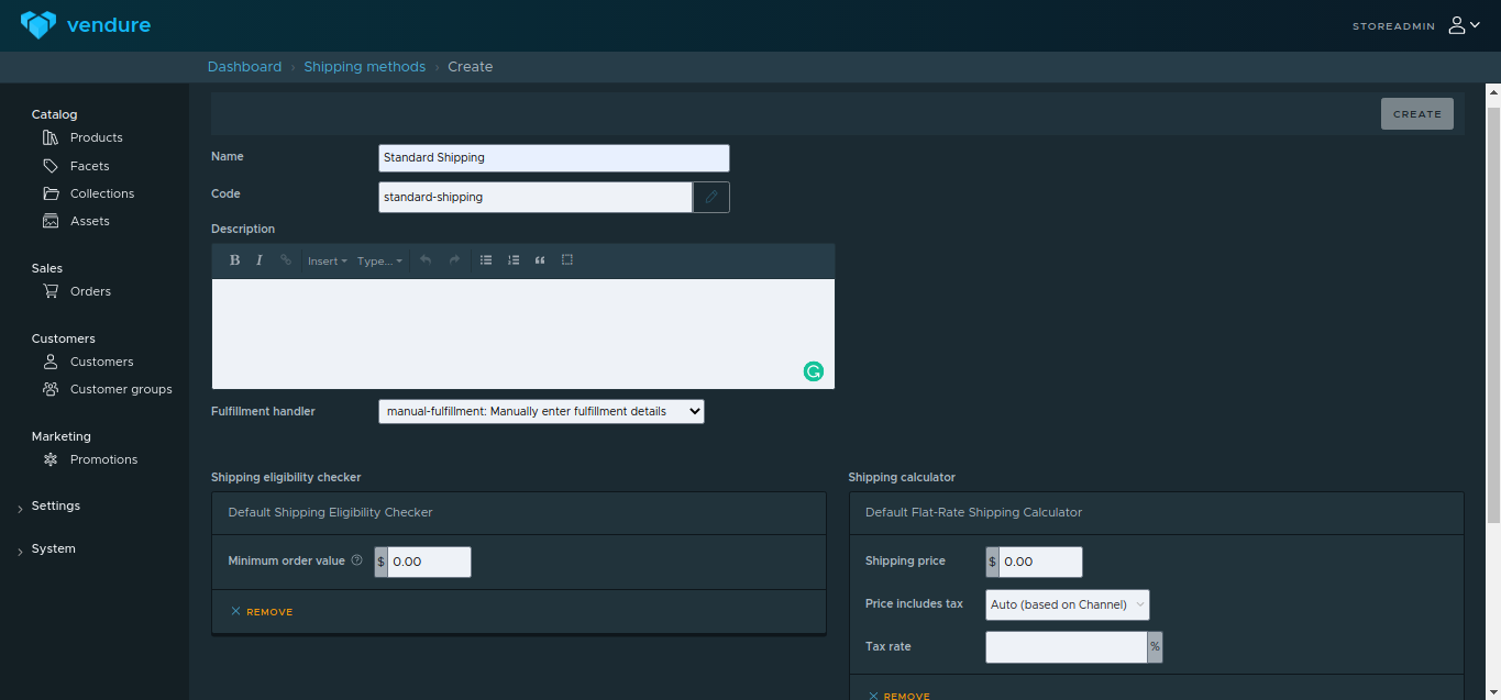 Unable to create new shipping method · Issue #1845 · vendure-ecommerce/vendure · GitHub