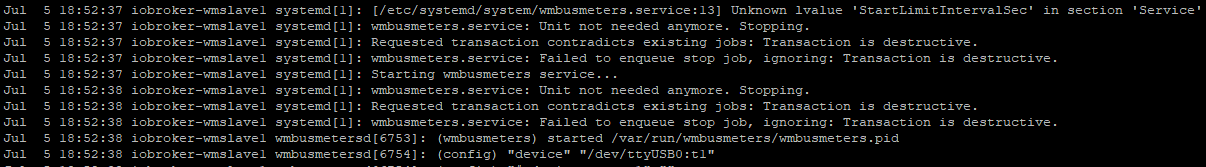 deamon is stopping just after starting - communication with im871a ...