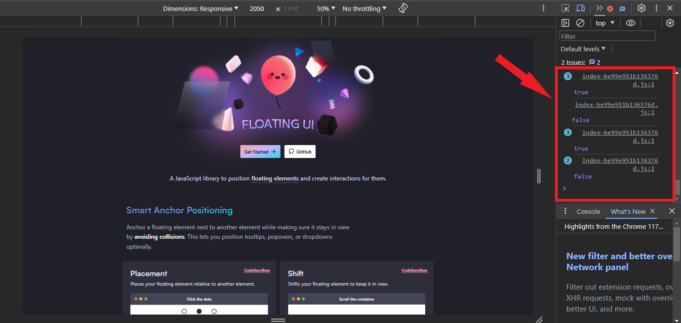 Unnecessary logging in the browser console · Issue #2585 · floating-ui/floating-ui · GitHub